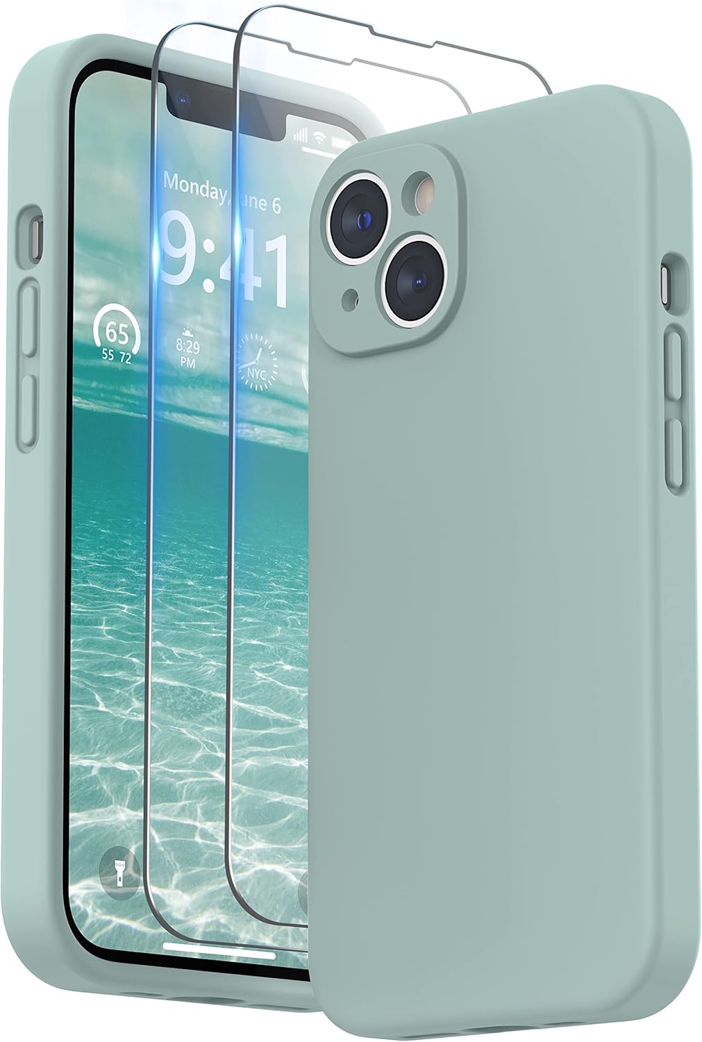 SURPHY Compatible with iPhone 14 Case with Screen Protector, Liquid ...