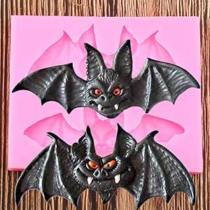 Amazon.com: Soap Molds,8.7x7.1cm Halloween Bats Cake Silicone Molds ...