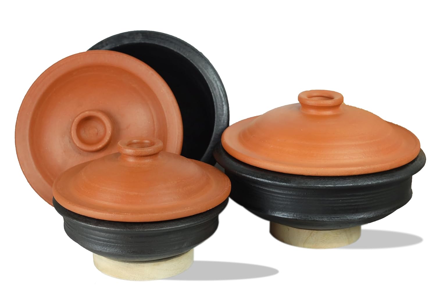Buy Craftsman Deep Burned Clay Handi/Pot for Cooking and Serving Combo ...