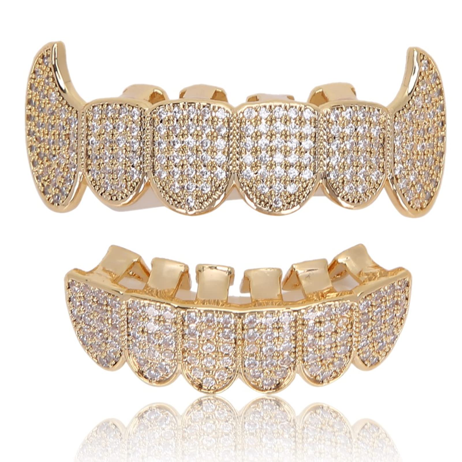 Parrillas de dientes de cobre chapados en oro, Juego de dientes Hip Hop ...