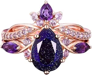 Amazon.com: IVANKA Feyre Starry Night & Amethyst Engagement Ring Set ...