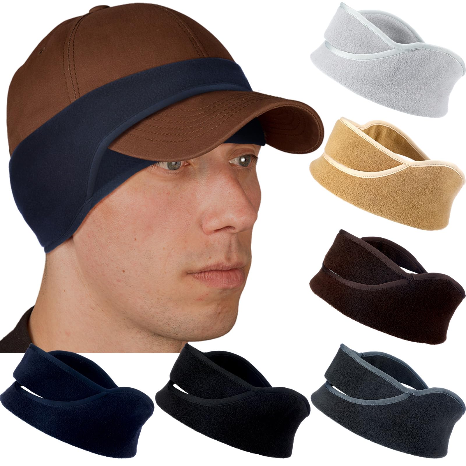 Geyoga 6 Pcs Ball Cap Ear Warmers Band Fleece Windproof Ear Caps for ...