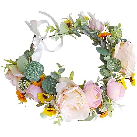 Amazon.com: HJYHYN Flower Crown Boho Flower Wreath Artificial Floral ...