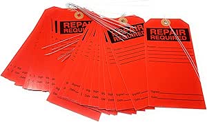 Amazon.com : Valchemist Repair Required Red Tags with Wire Maintenance ...