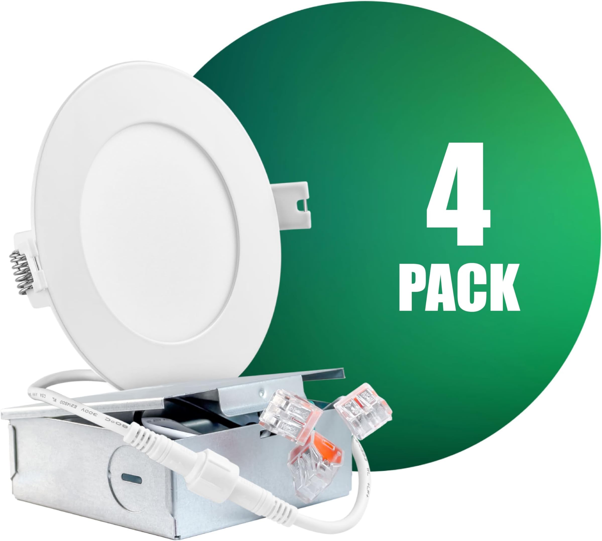 QPLUS 4Inch LED Recessed Slim Pot Light with Junction Box, Ultra Thin ...