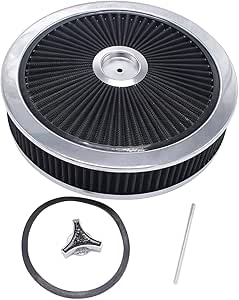 Amazon.com: Black 14"x3" Round Air Cleaner Filter Assembly w/Flow-Thru ...