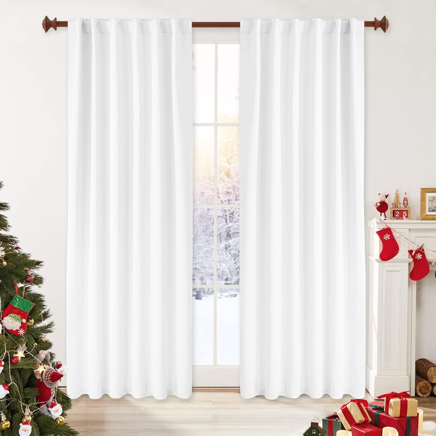 Deconovo 50% Light Blocking Curtains - Back Tab Rod Pocket Drapes and ...