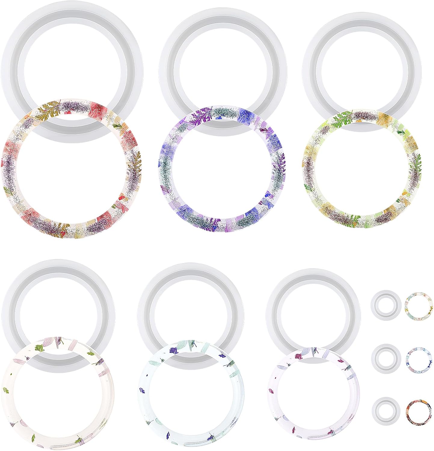 Amazon.com: Sliverdew 9 Pieces Silicone Bracelet Mold and Ring Resin Casting Mold Set Wristlet ...