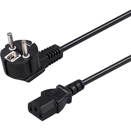 2m Kaltgerätekabel Winkel Netzkabel für PC, Monitore, Drucker, usw ...