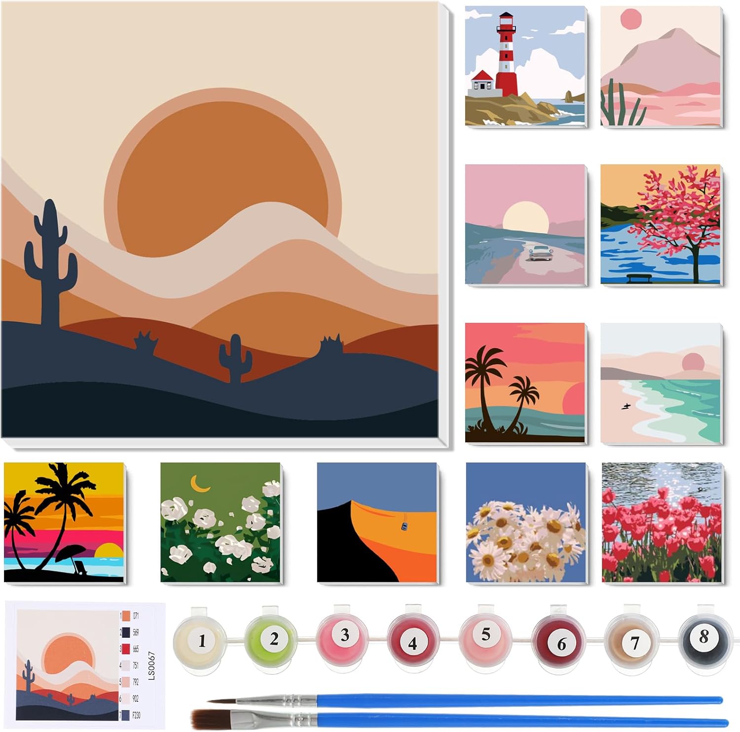 Amazon.com: Nezyo 12 Sets Paint by Numbers Kit with Frame for Adult ...