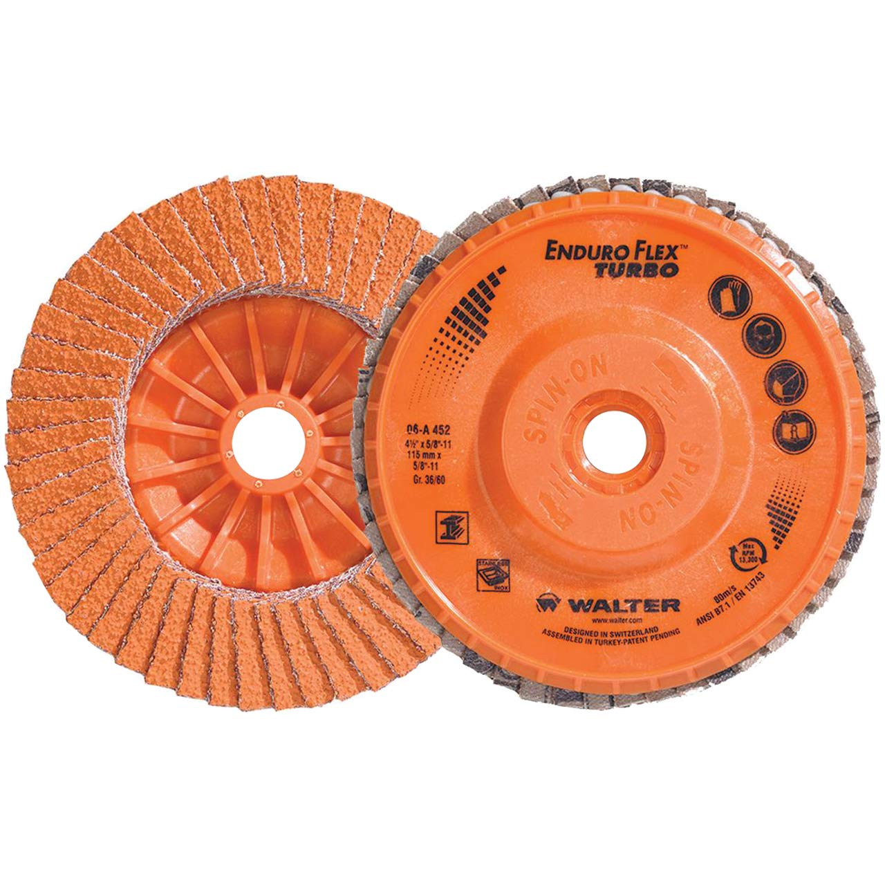 Amazon.com: Walter 06A452 4-1/2x5/8-11 Enduro-Flex Turbo Spin-On Discs ...