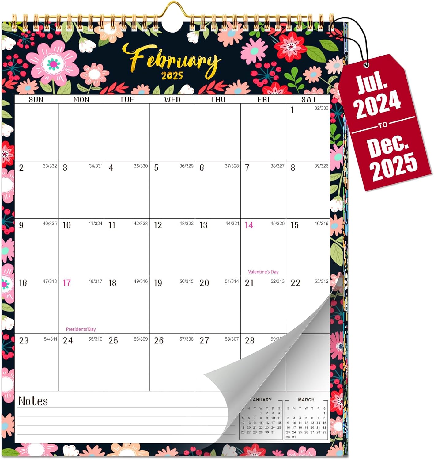 Wall Calendar 2024-2025, 18 Months from Jul. 2024 to Dec. 2025, Large ...