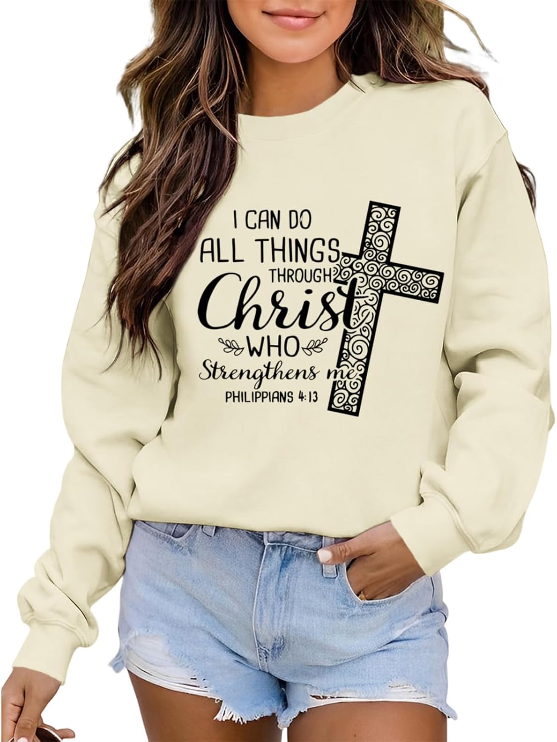 Amazon.com: KEEVICI Christian Jesus Sweatshirts For Women Religious ...