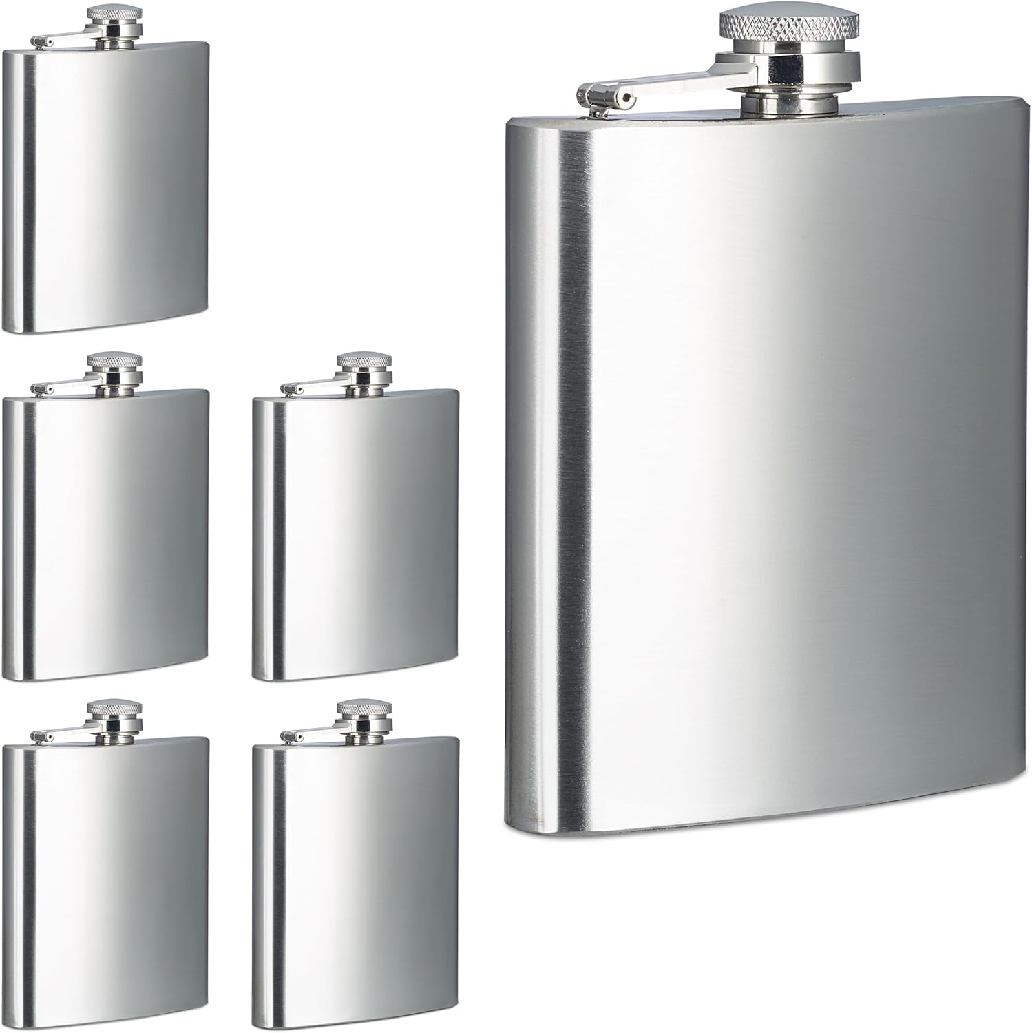 Relaxdays Petite flasque Pratique, Lot de 6, 200 ML, fiole en Acier ...