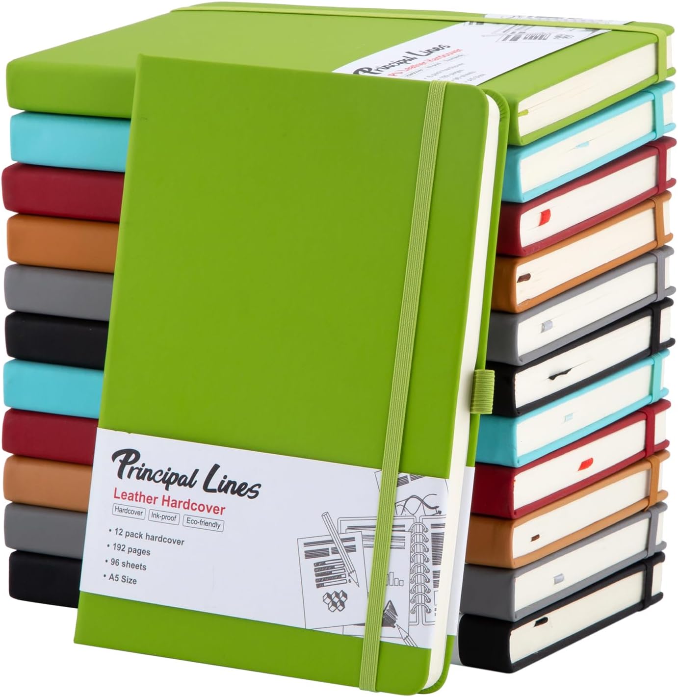 Amazon.com : 12 Pack Journal Notebooks College Ruled Notebook Classic ...