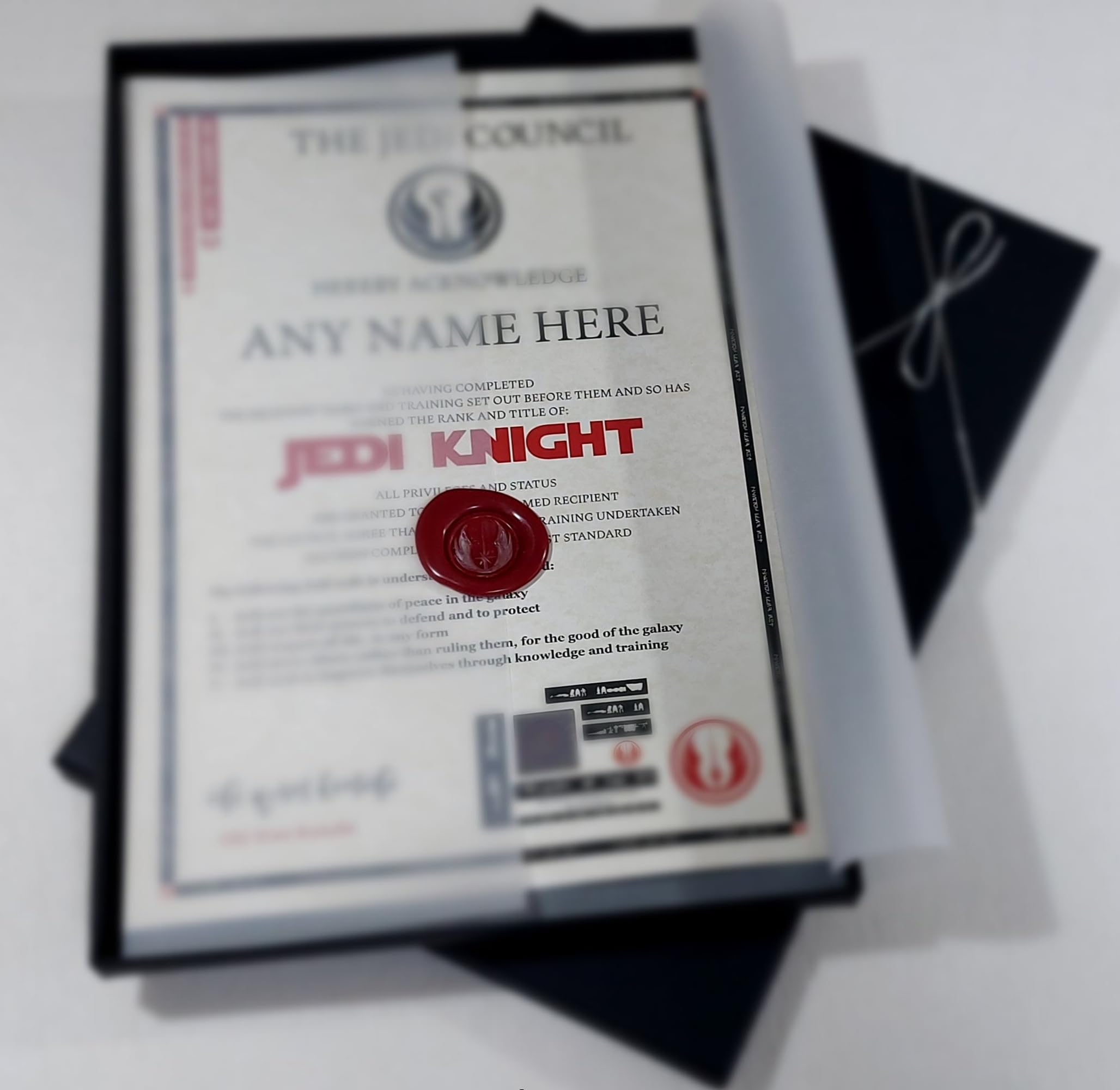 Jedi Knight Training Academy Certificate Planetsforsale Star Wars Jedi