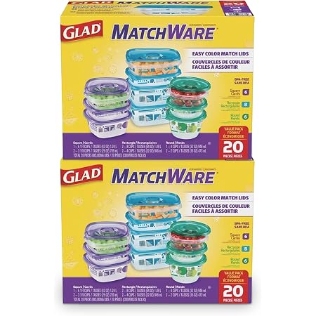 Amazon.com: Glad GladWare Matchware Food Storage Containers, Value Pack ...
