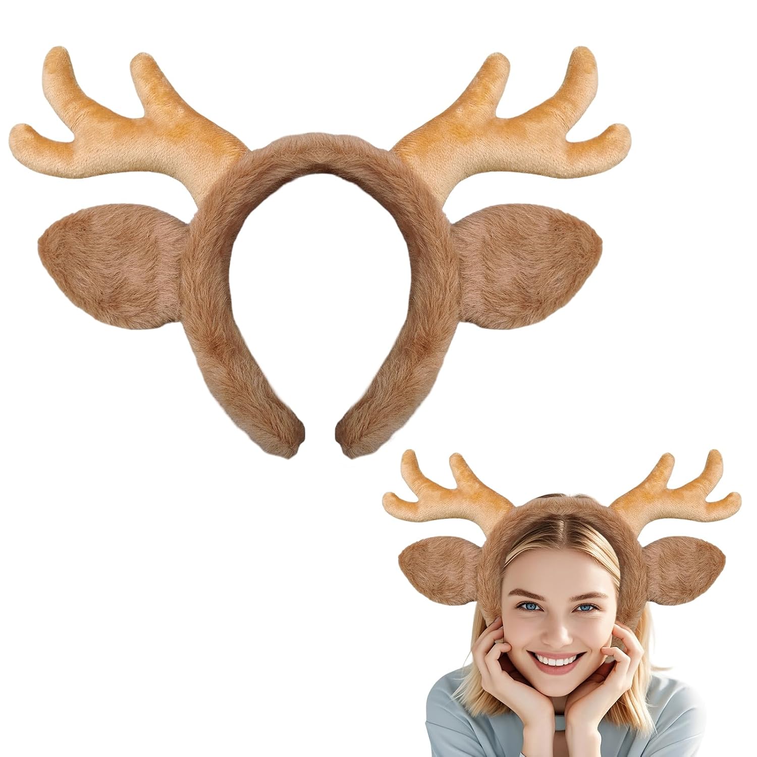 Amazon.com : Ziyutam Reindeer Ears, Reindeer Antlers Headband, Deer ...