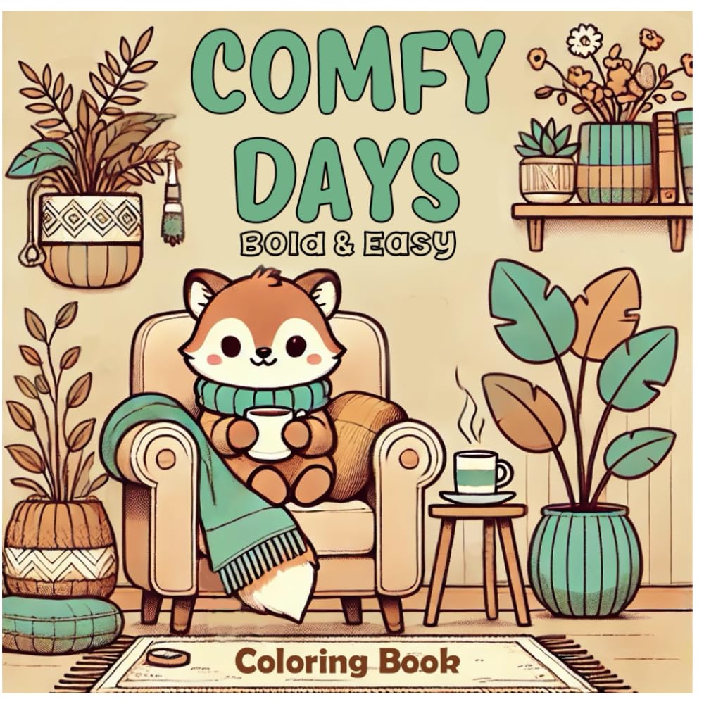 Comfy Days Bold and Easy Coloring Book: 50 Comfy and Cozy Designs For ...