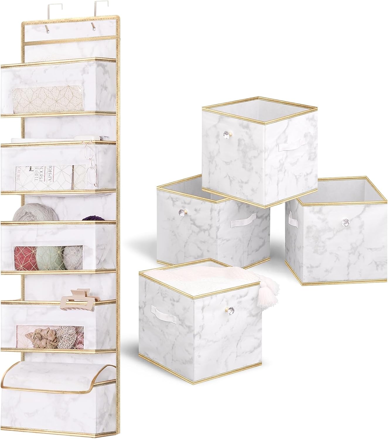 Amazon.com: MYTHAUS White Marble Hanging Organizer and 13'' Storage ...