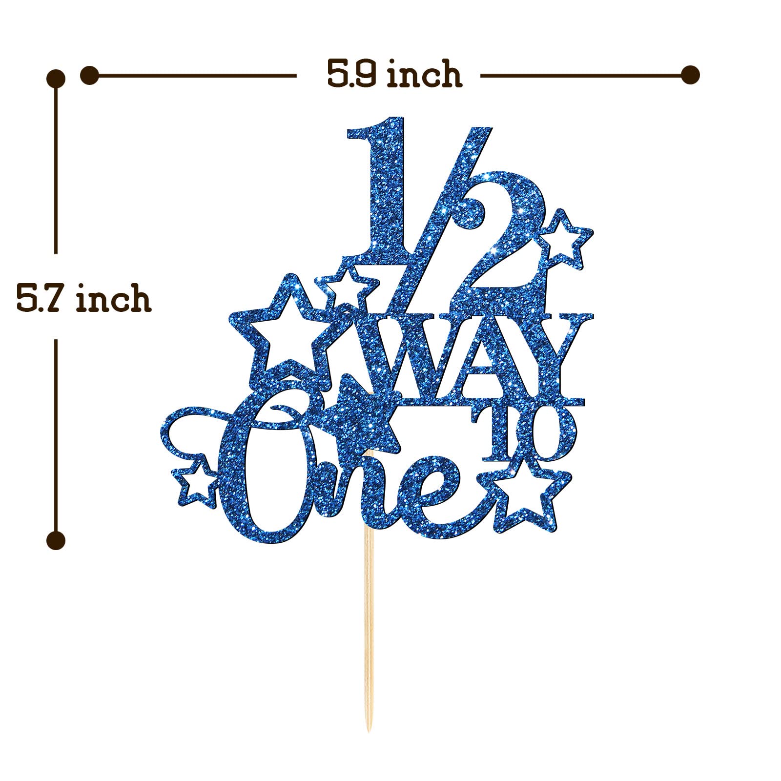 Snapklik.com : Deep Blue 1/2 Way To One Birthday Cake Topper