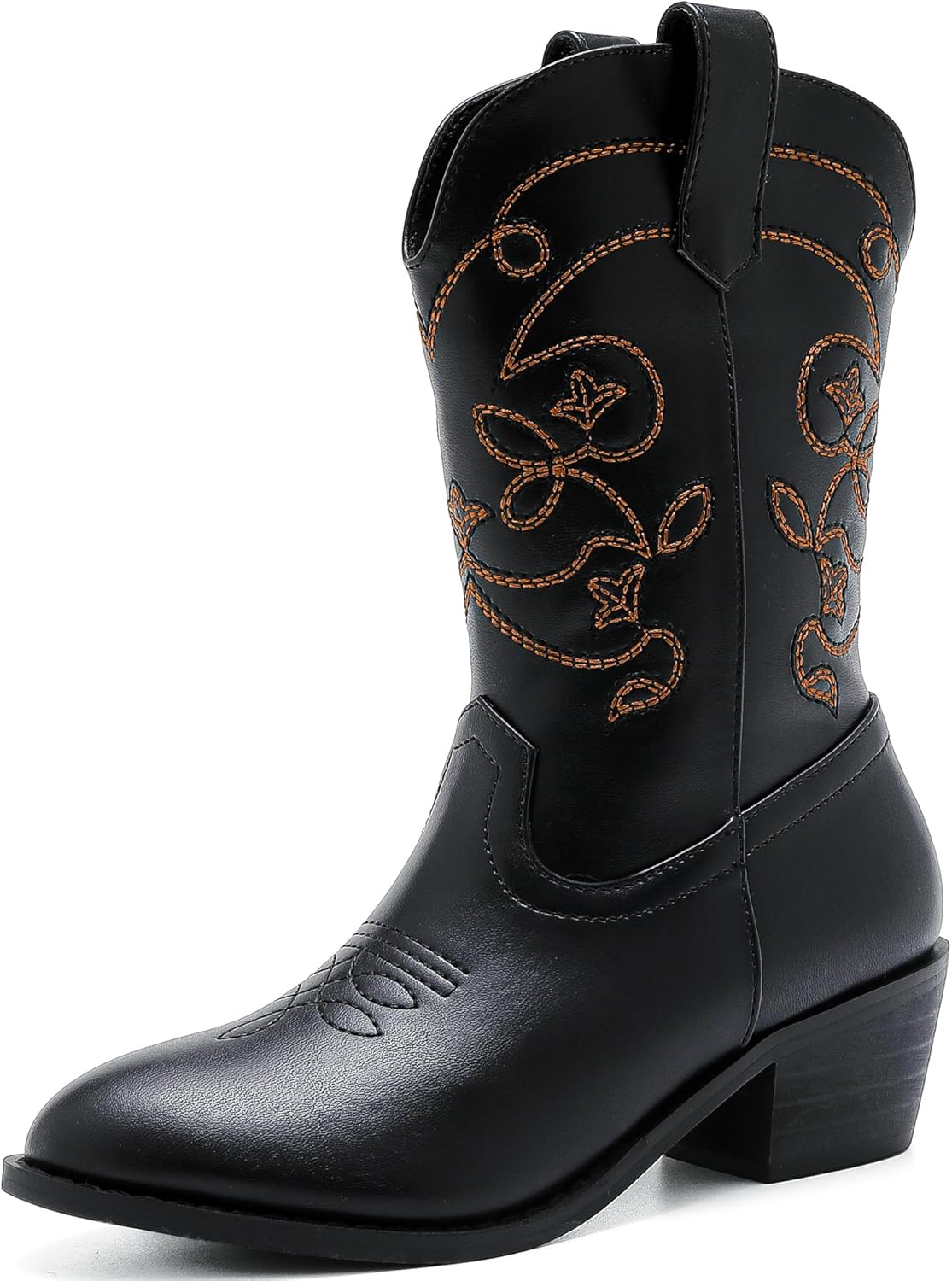 Amazon.com: LAURMOSA Girls Cowboy Boots Pull On Cowgirl Boots Pointed ...