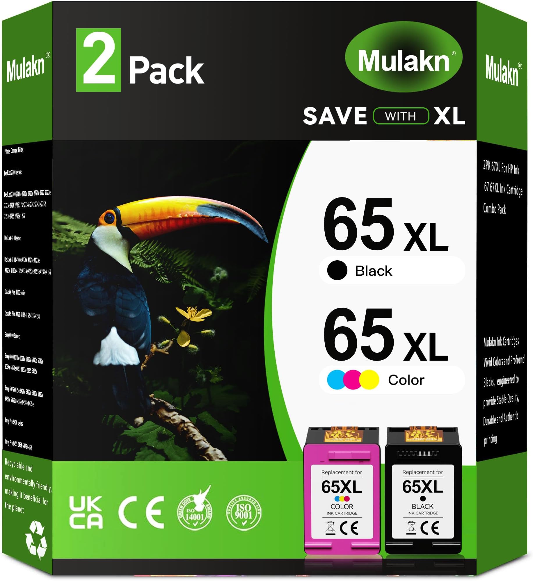 Amazon.com: Mulakn 65XL for HP 65 65XL Ink Cartridge Replacement for ...