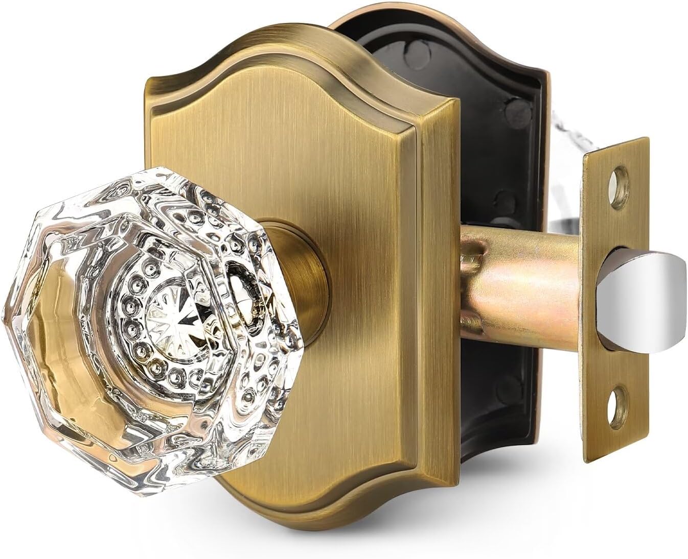 Gobrico Interior Passage Crystal Door Knobs, Keyless Antique Brass Crystal Door Handles, Door ...