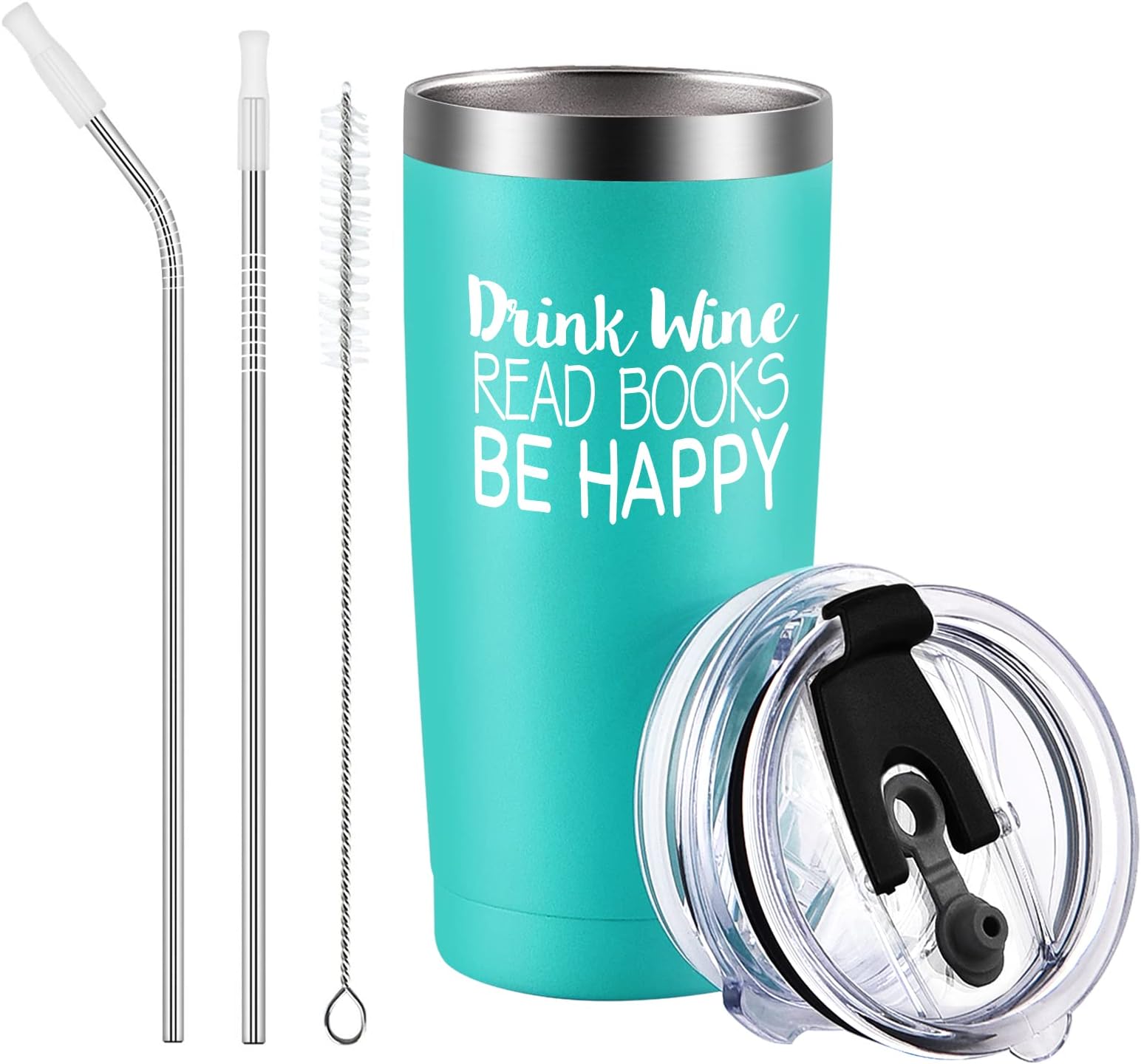 Amazon.com: LEADO 16oz Glass Cups with Lid and Straw - Book Gifts, Book ...
