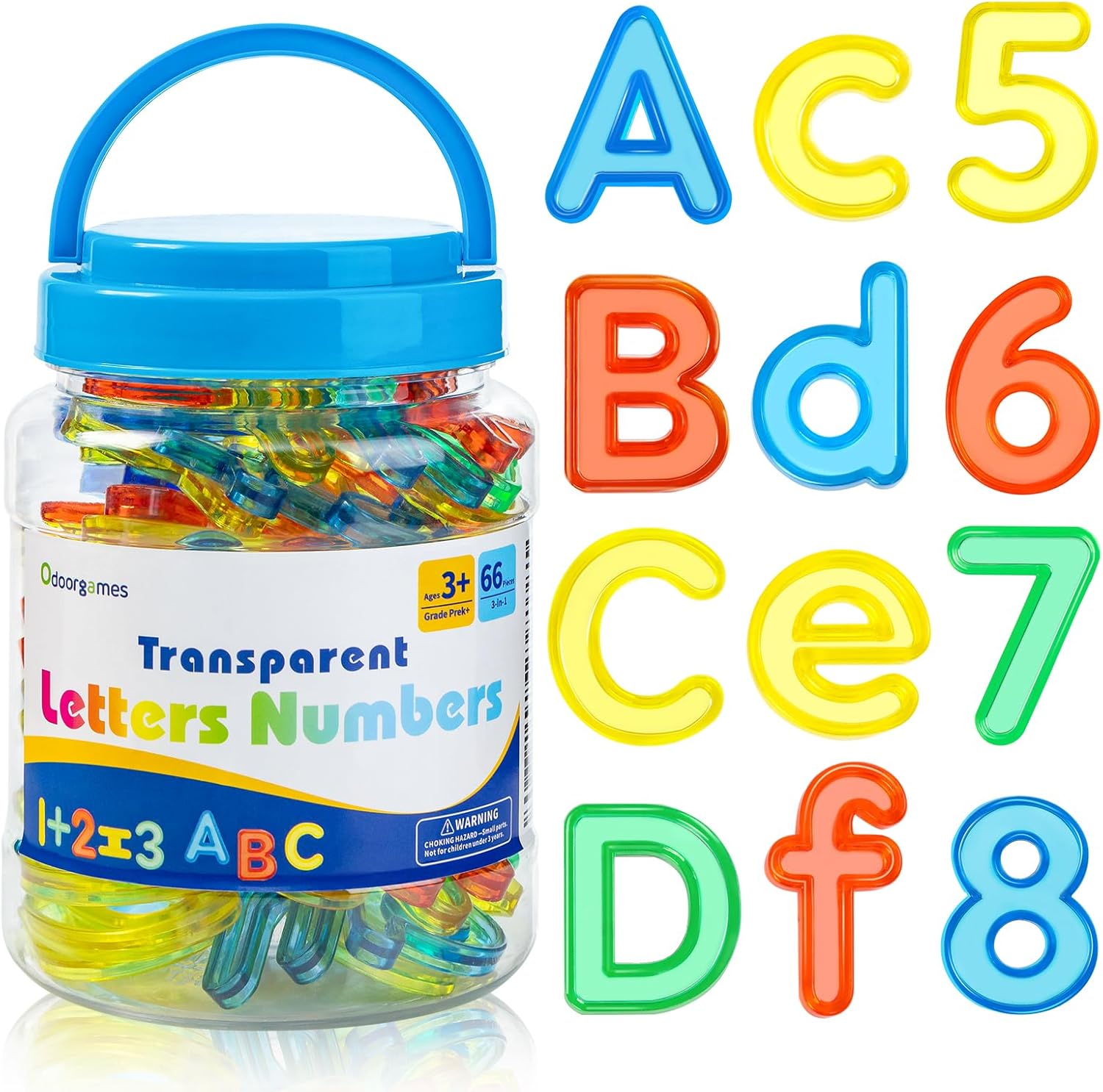 Amazon.com: Odoorgames 66 Pcs Translucent Letters and Numbers – Light ...