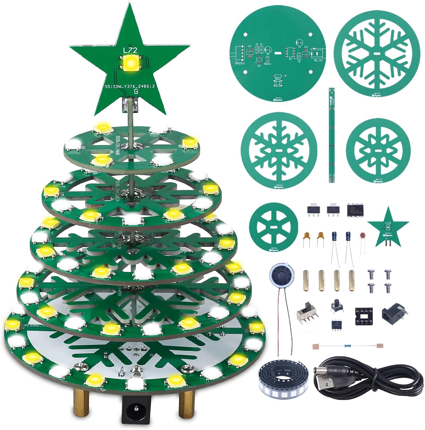Amazon.com: Christmas Tree Soldering Projects, PEMENOL DIY X-mas Tree ...