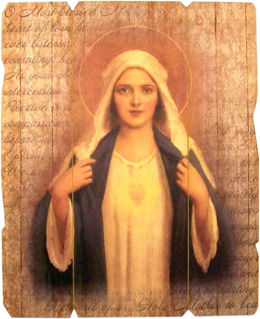 Amazon.com: Laser Cut Wood Immaculate Heart of Mary Icon Wall Plaque, 9 ...