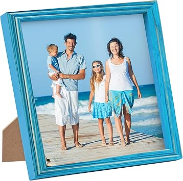 Amazon.com - Rustic Wood 8 x 8 Picture Frame Wooden Square Blue Photo ...