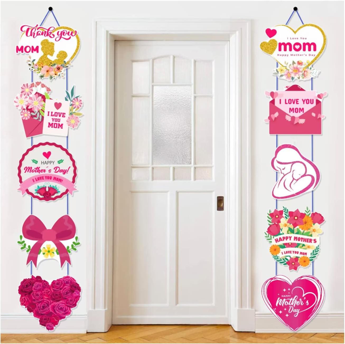 Amazon.com: Happy Mother's Day Party Porch Sign Door Banner Mothers Day ...