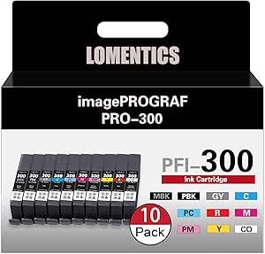Amazon.com: PFI-300 PFI 300 Ink Cartridges High Yield (10-Pack,1MBK/1PBK/1C/1M/1Y/1PM/1PC/1R/1GY ...