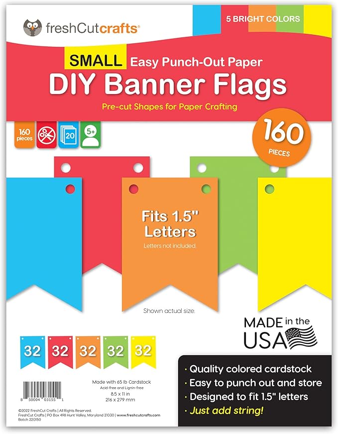 Amazon.com: 160 Pcs Paper DIY Banner Flags BRIGHT Pennant Banners ...