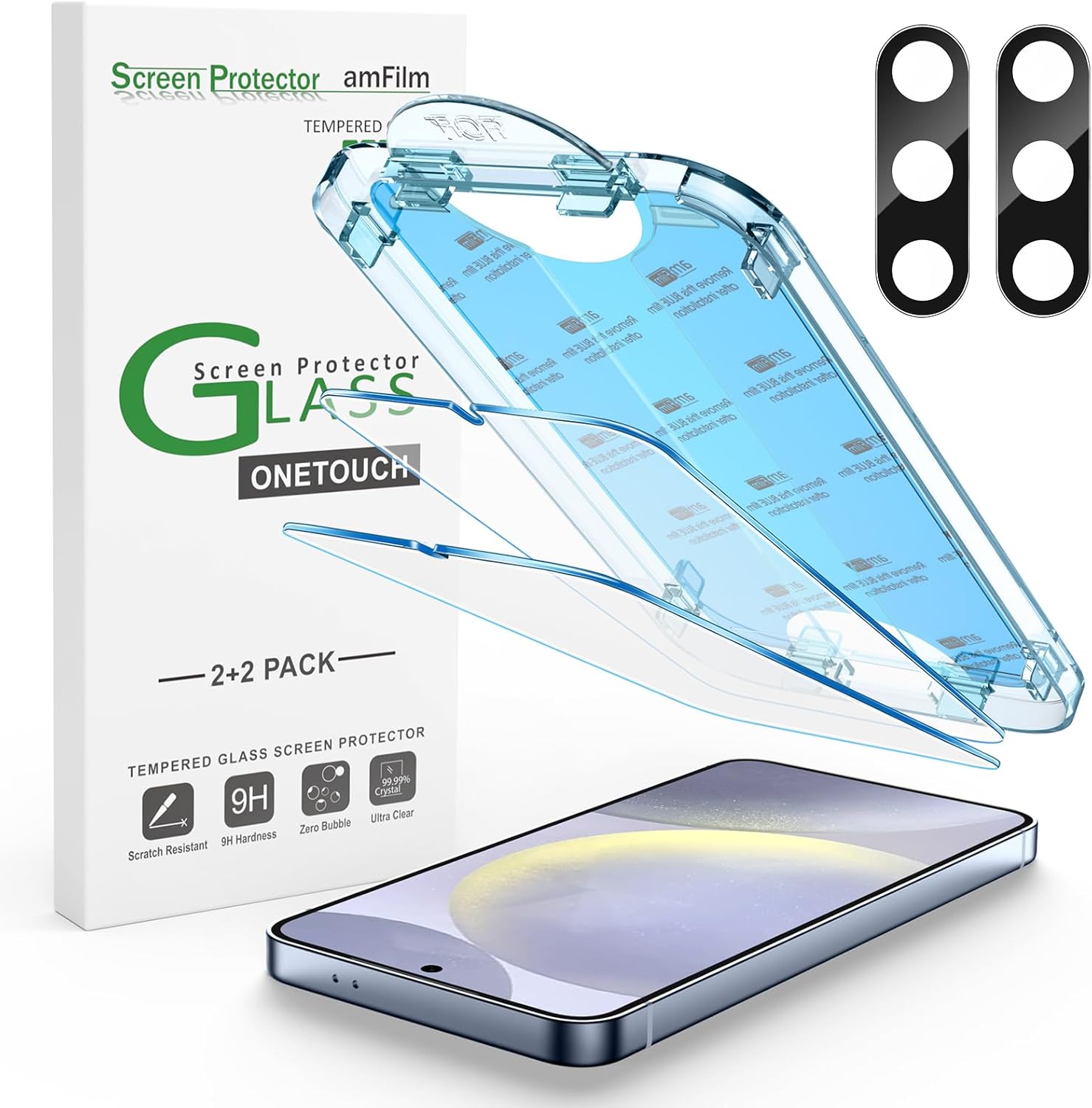 amFilm [2+2 Pack] OneTouch Tempered Glass Screen Protector Guard for ...