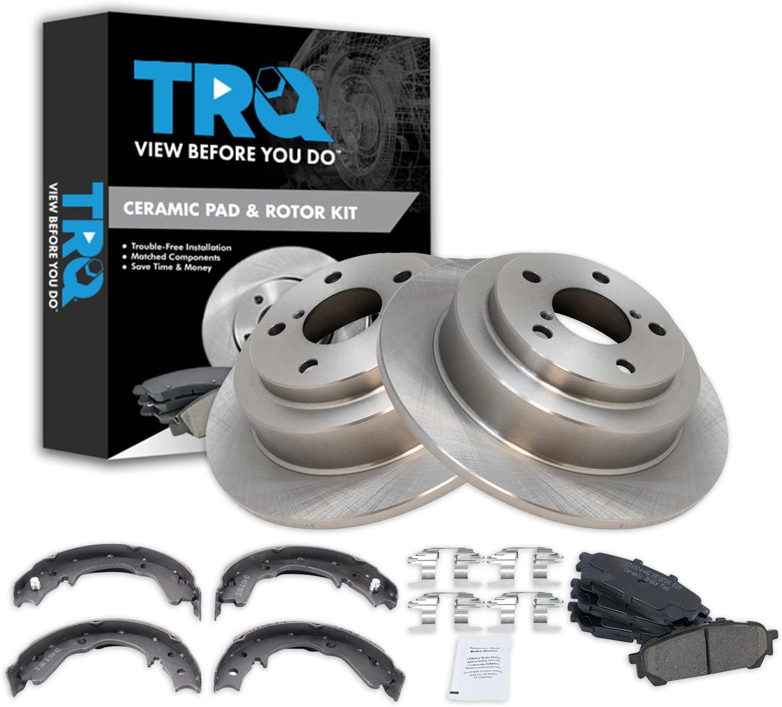 Amazon.com: TRQ Rear Ceramic Brake Pad & Rotor Kit Compatible with 2004 ...