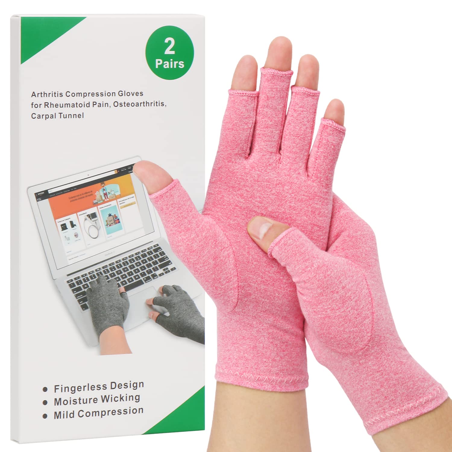 2-Pair Arthritis Compression Gloves for Alleviate Rheumatoid ...