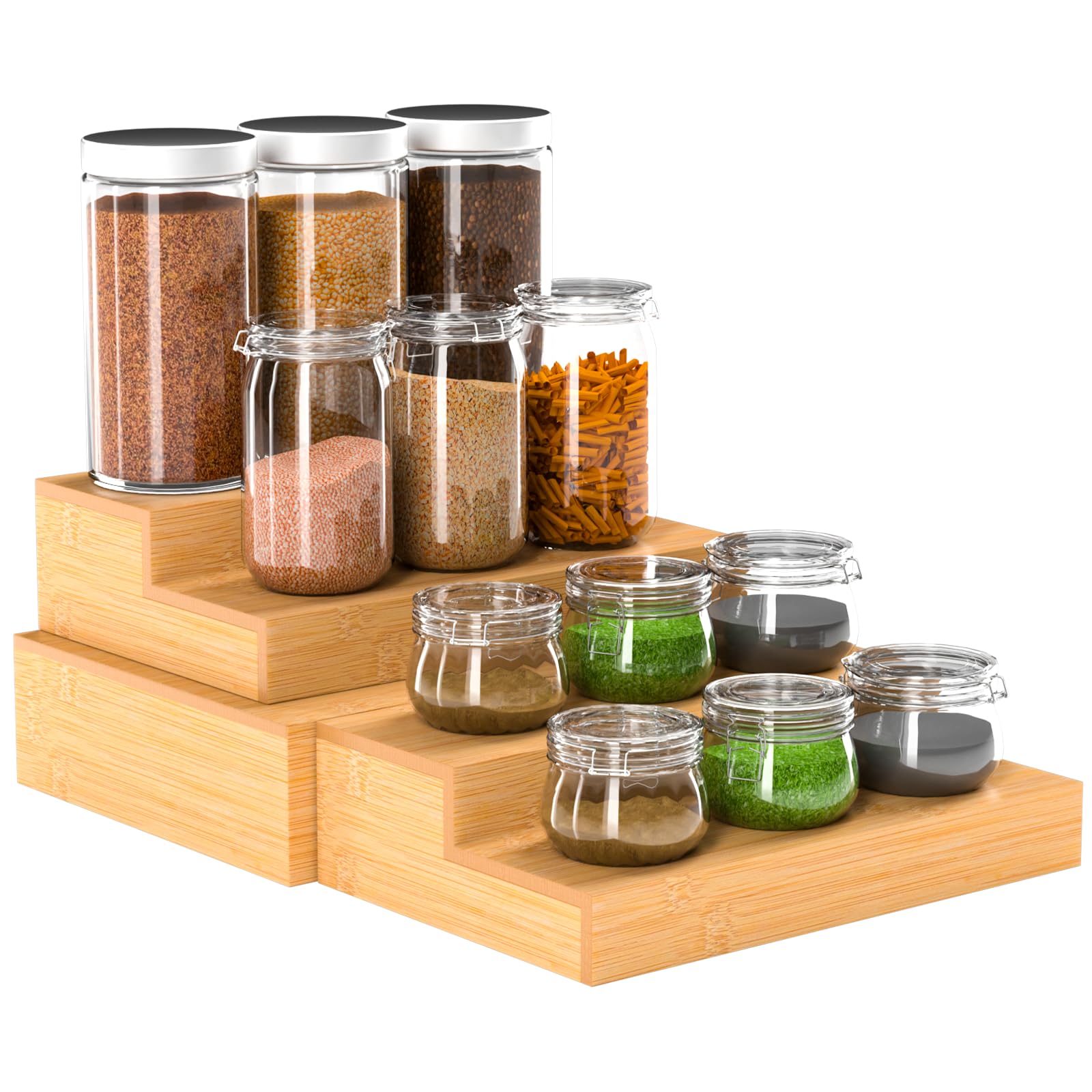 Amazon.com: Youpehom Spice Rack, Bamboo Spice Rack Kitchen Cabinet ...