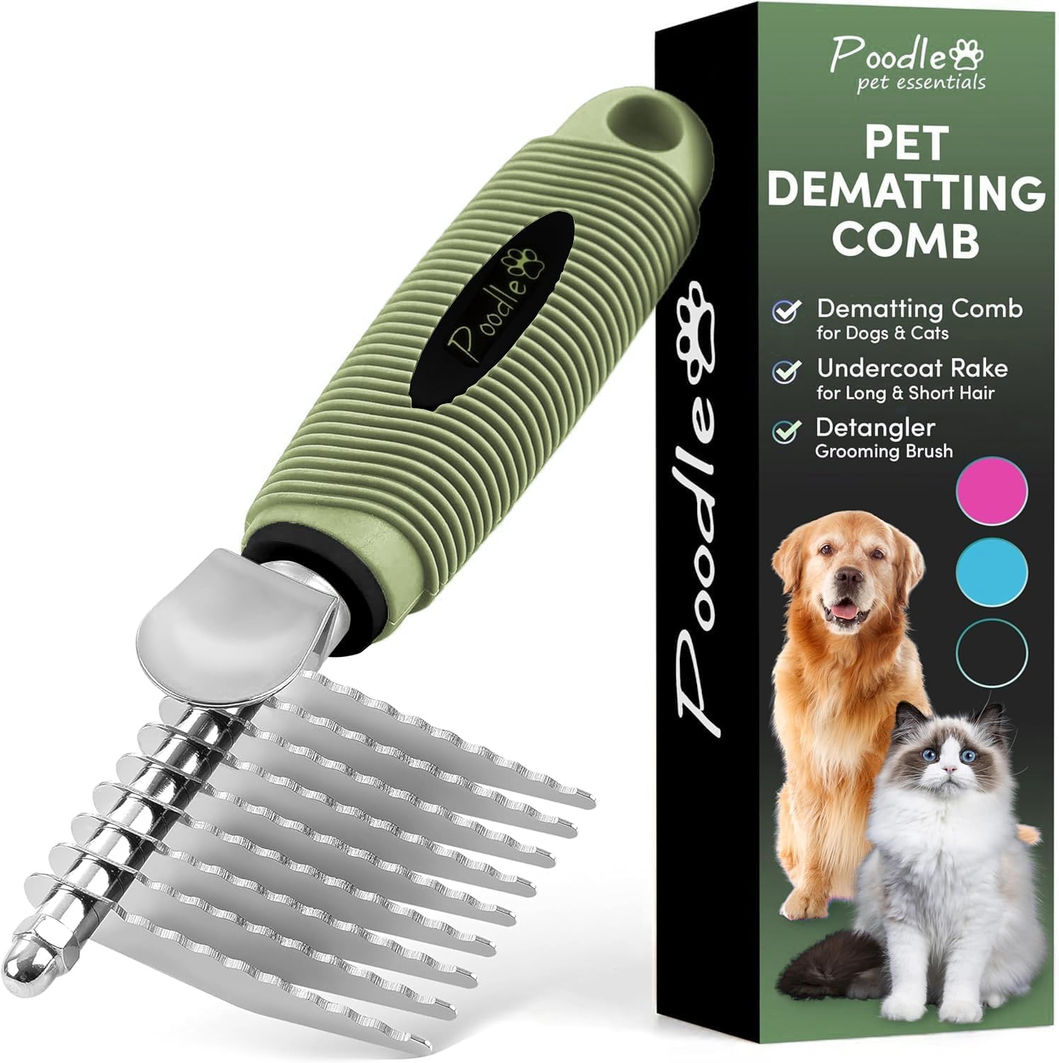Amazon.com: Poodle Dematting Fur Rake Comb Brush for Dogs and Cats ...