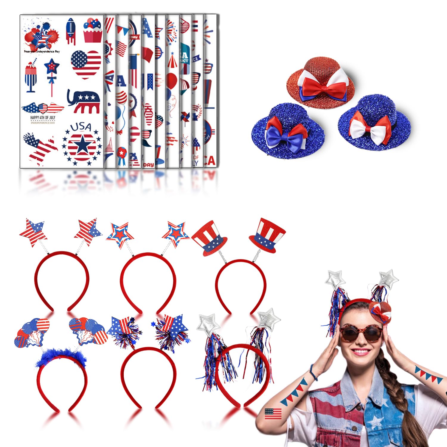 Amazon.com : 19pcs Independence Day Party Accessories Set, Patriotic ...