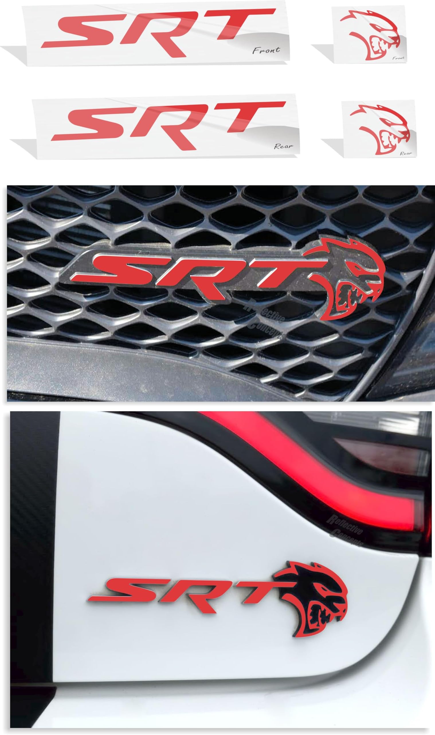 Amazon.com: Reflective Concepts - SRT Badge Overlay Decal Stickers ...
