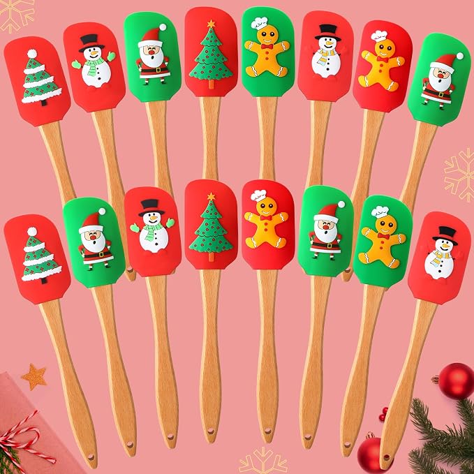 Amazon.com: Patelai 16 Pieces Christmas Silicone Spatula Set Kitchen ...