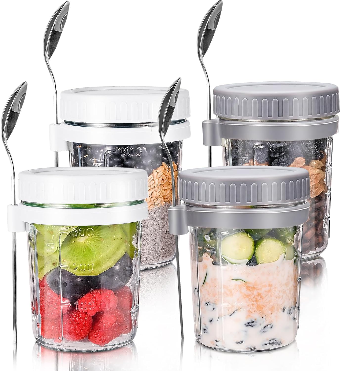 Amazon.com: Overnight Oats Jars with Spoon and Lid (16 oz4Pack ...