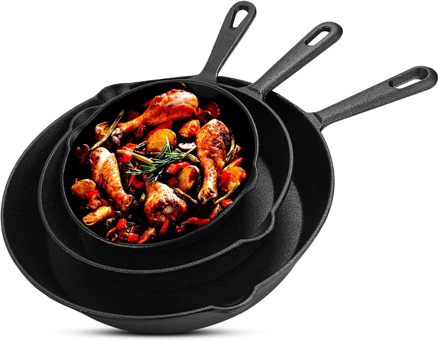 Cast Iron Skillet Set - 3 Cast Iron Pan Set Includes 6 inches 8 inches ...