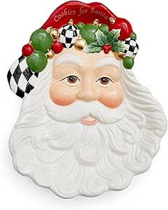 Amazon.com | Spode Christmas Tree Black and White Santa Cookie Plate ...
