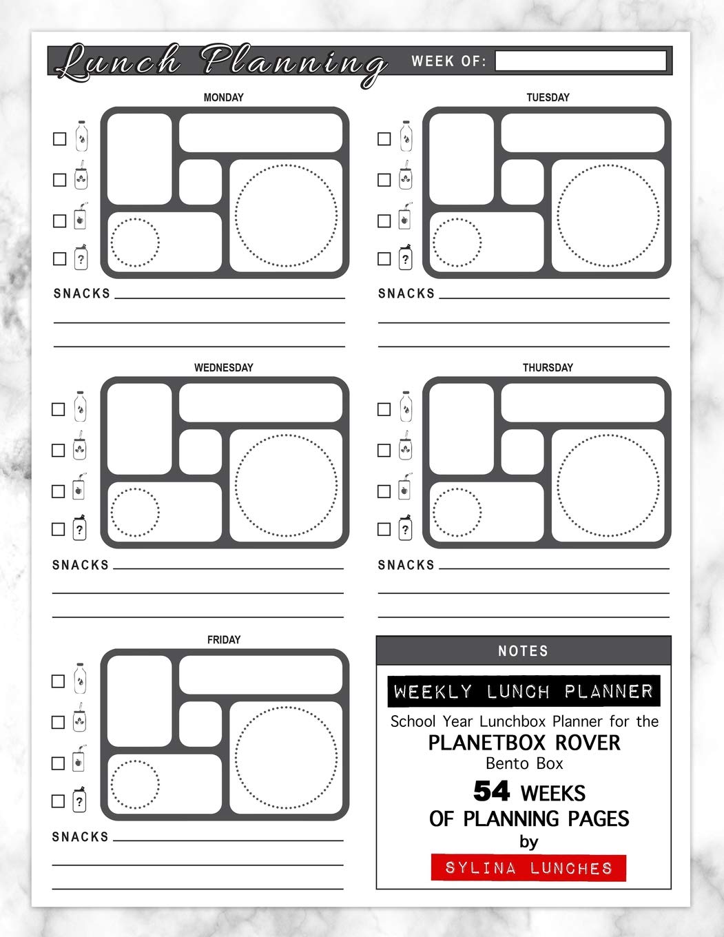 Weekly Lunch Planner: School Year Lunchbox Planner for the PlanetBox ...