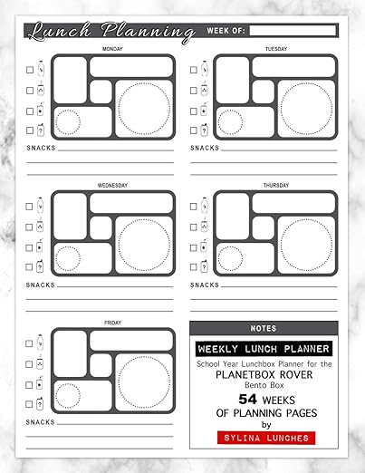 Weekly Lunch Planner: School Year Lunchbox Planner for the PlanetBox ...