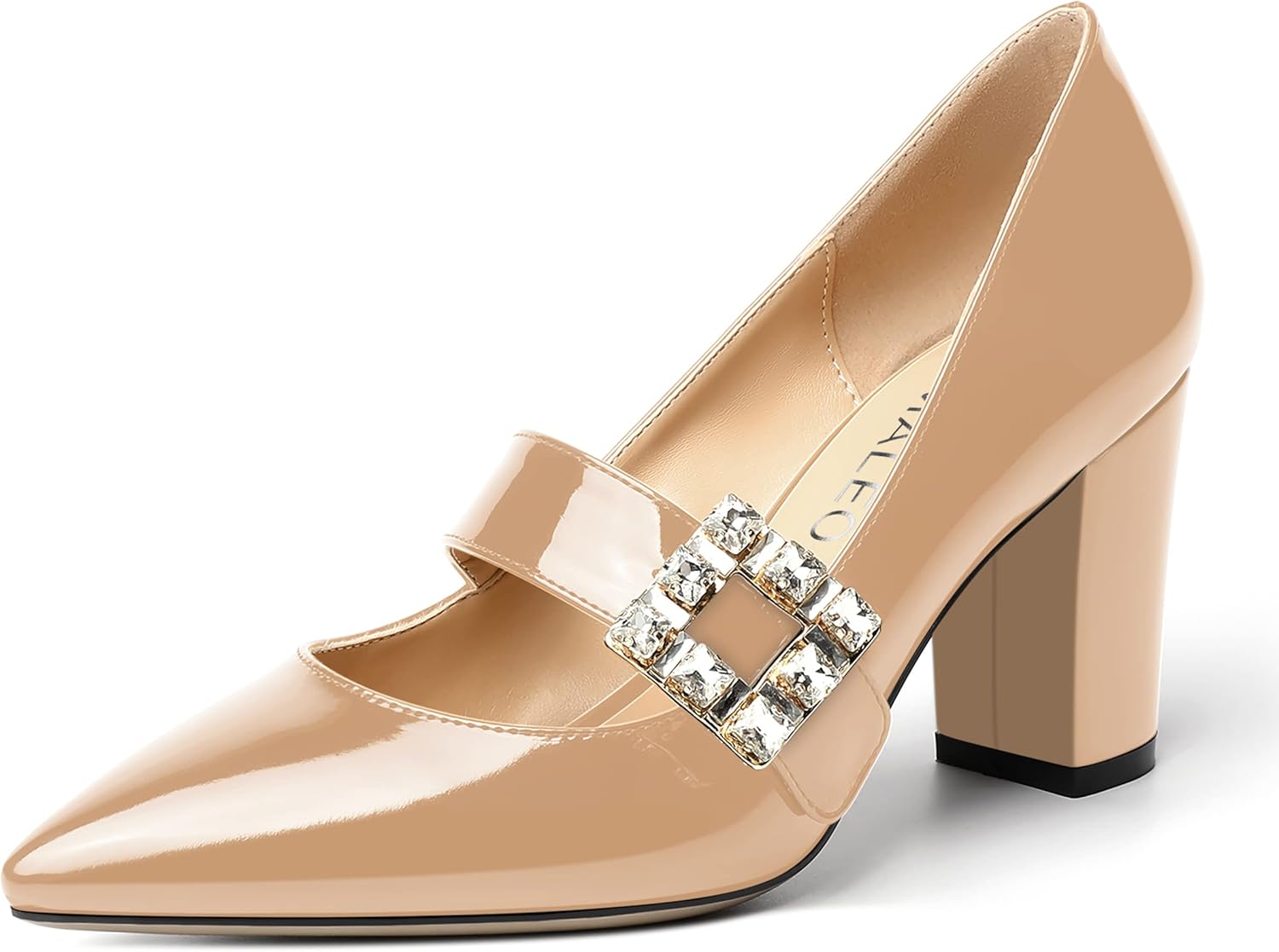 Amazon.com | NUMALEO Women's Block Patent Evening Bungee Ankle Strap 3. ...